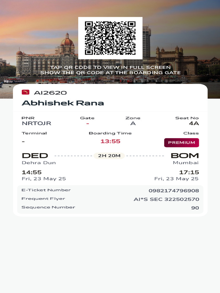 Air India Boarding Pass | PDF