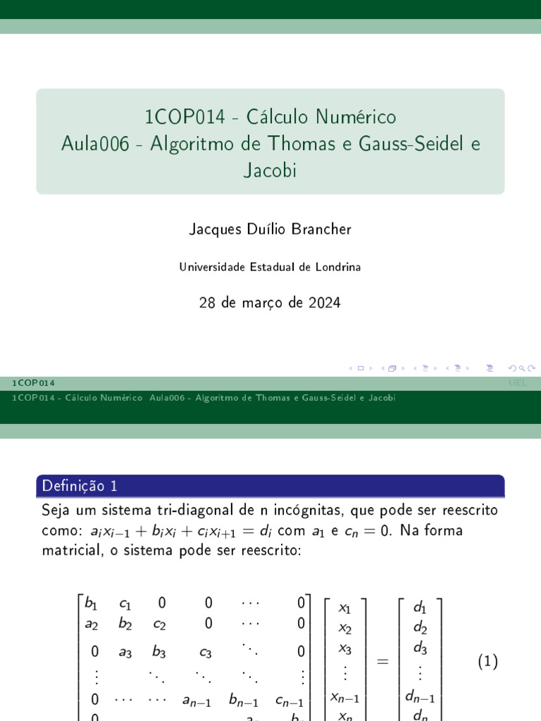Algoritmo de Thomas - Gauss Seidel e Gauss Jacobi | PDF | Programação ...
