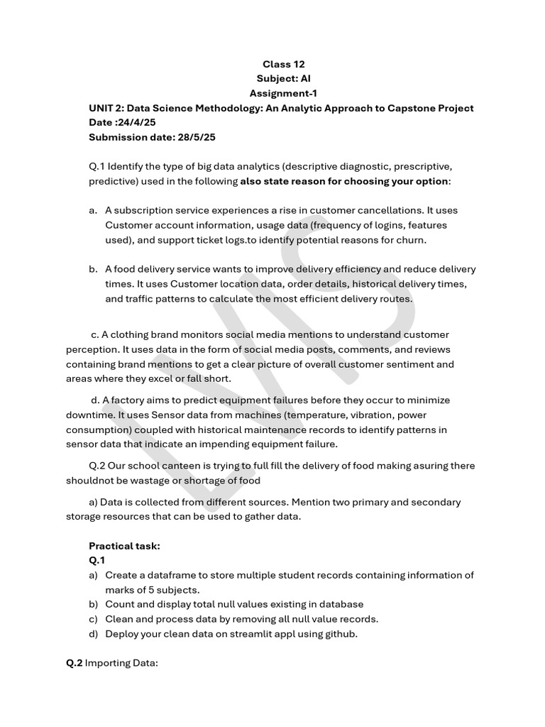 Unit-2 Data Science Assignment1 | PDF