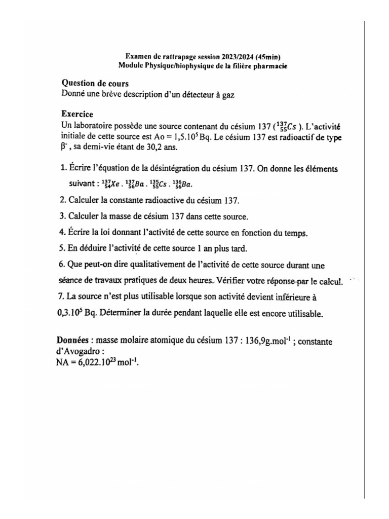 Examen Rattrapage de Physique | PDF