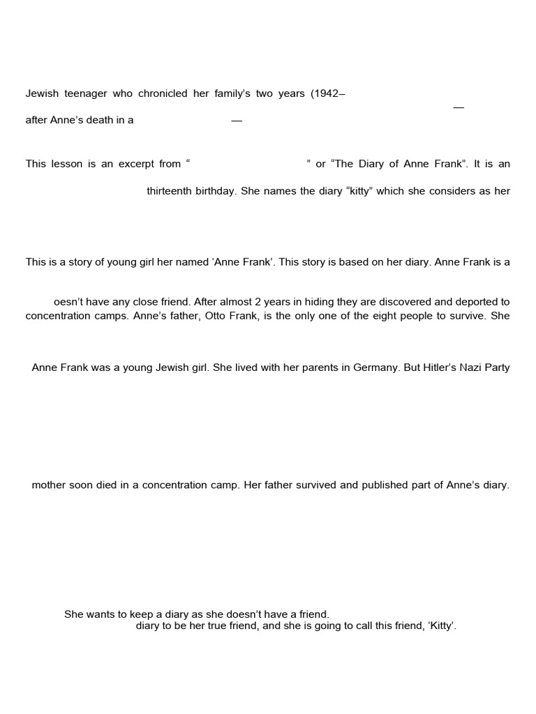 Anne Frank's Diary: A Young Girl's Voice | PDF | Anne Frank