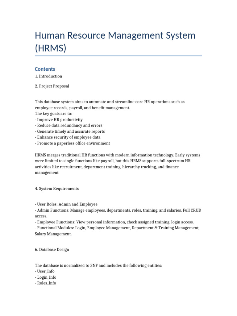 HRMS Reconstructed Report Completed | PDF | Databases | Information Technology Management