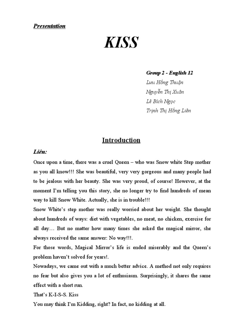 Kiss Presentation Final! | PDF | Kiss | Stress (Biology)