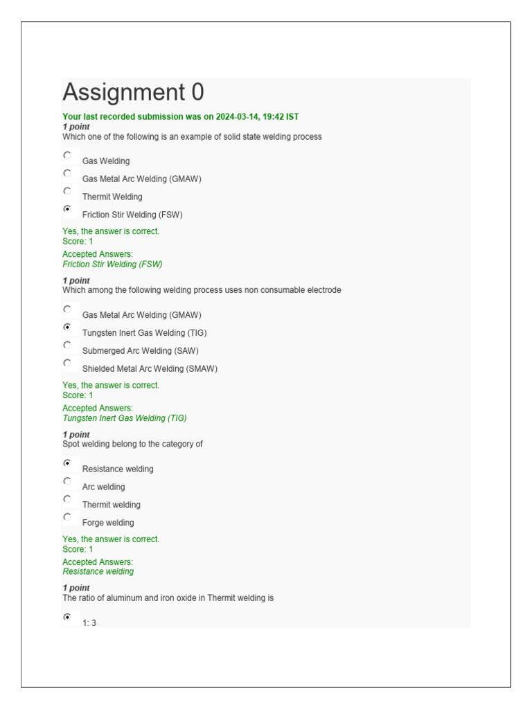 Welding Process Quiz and Answers | PDF | Welding | Construction