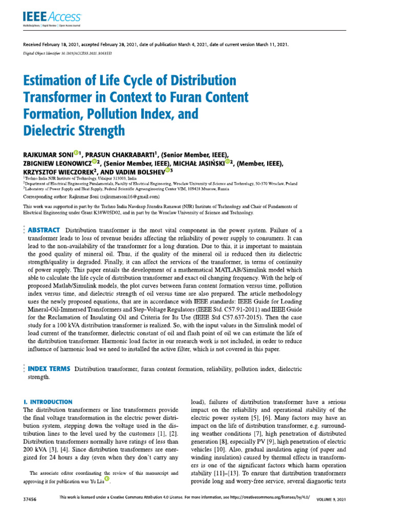 Estimation of Life Cycle of Distribution Transformer | PDF