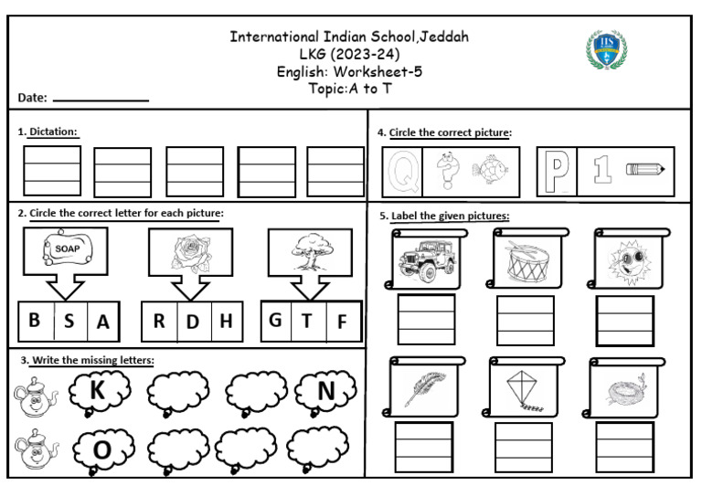 LKG English Worksheet 5 (2023 24) | PDF
