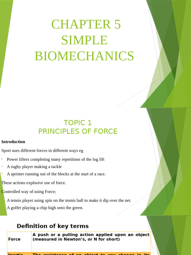 Chapter 5 Simple Biomechanics Notes | PDF | Force | Lever