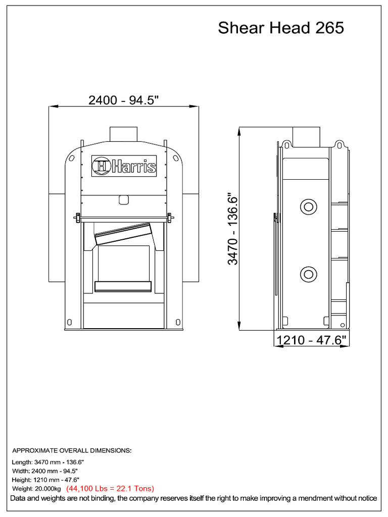 Harris 265 - Shipment Dimensions & Weights - Rev00 | PDF