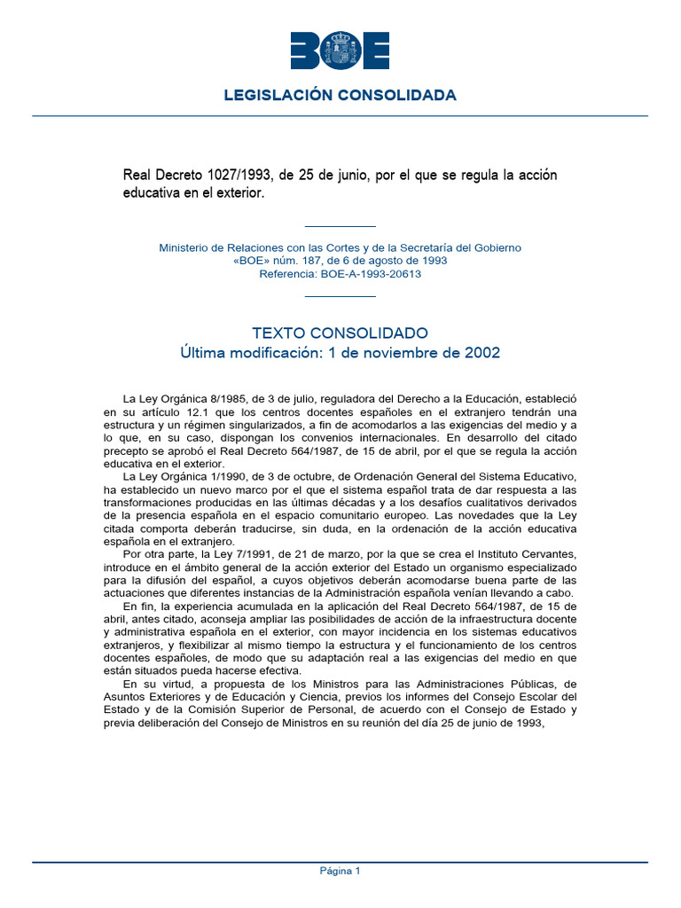 BOE-A-1993-20613-Consolidado Real Decreto 1027 - 1993, de 25 de Junio | PDF | Ministerio ...