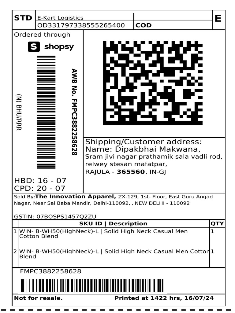 Crop Flipkart Labels 16 Jul 2024-02-22 | PDF | Invoice | Taxes