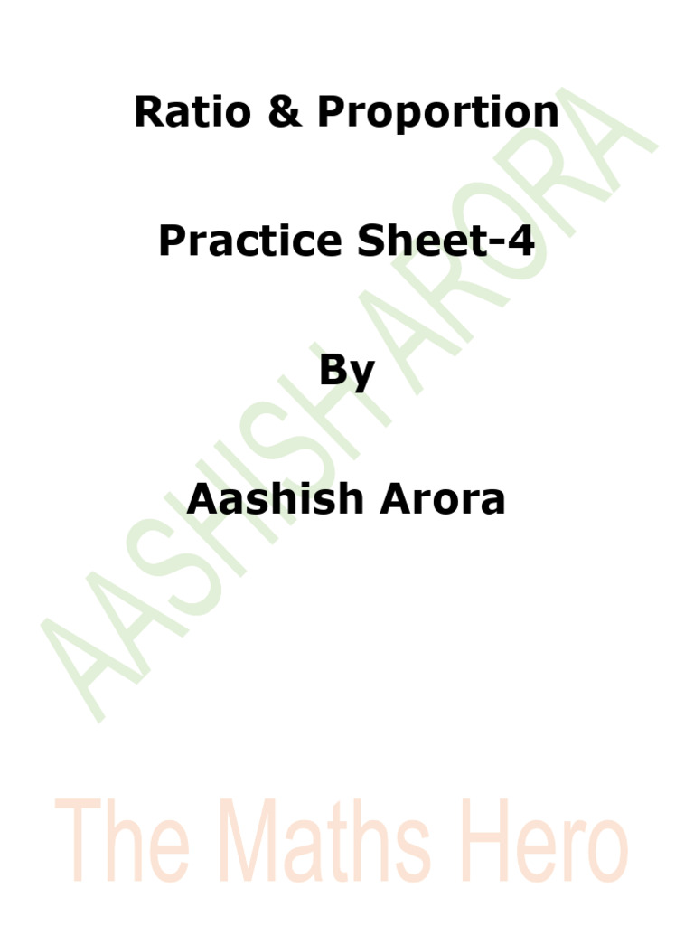 Ratio & Proportion Practice Sheet-4 by Aashish Arora | PDF