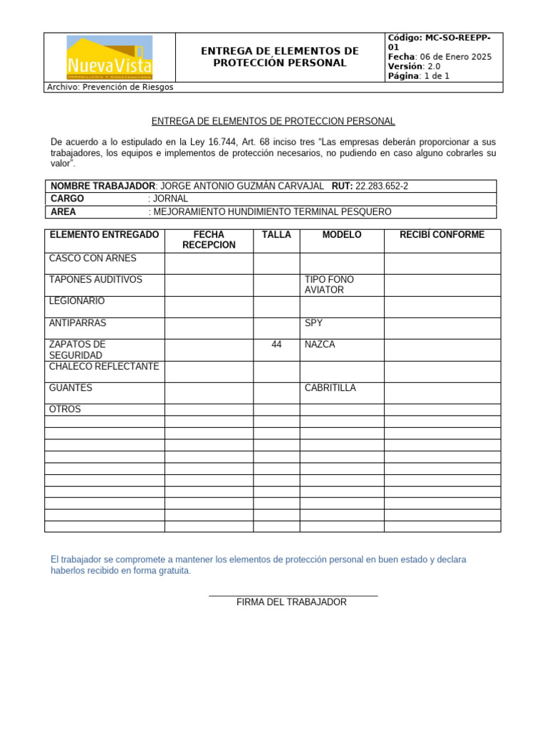 REGISTRO-ENTREGA-EPP | PDF