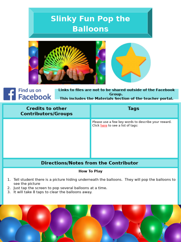 Slinky Fun Pop The Balloons - Dot Albritton | PDF