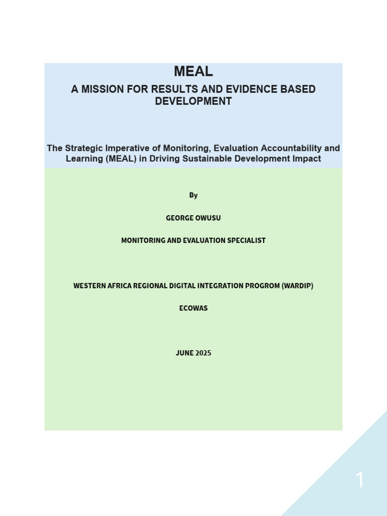 MEAL Framework for Sustainable Development | PDF | Evaluation ...