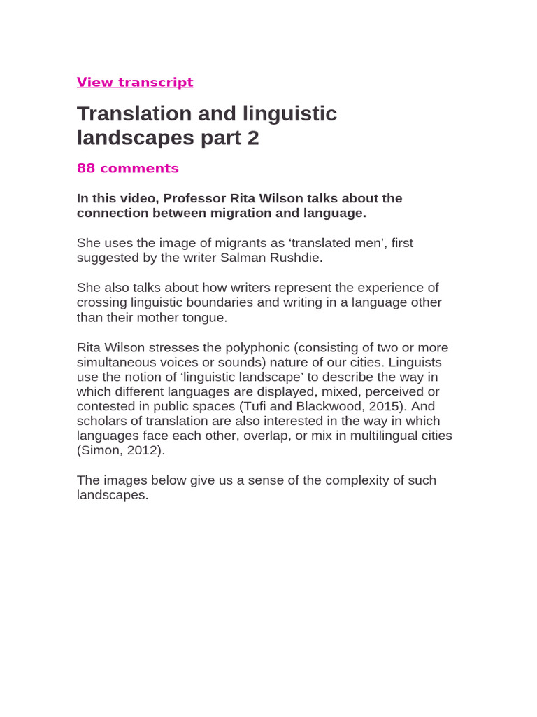 Translation and Linguistic Landscapes Part 2 | PDF