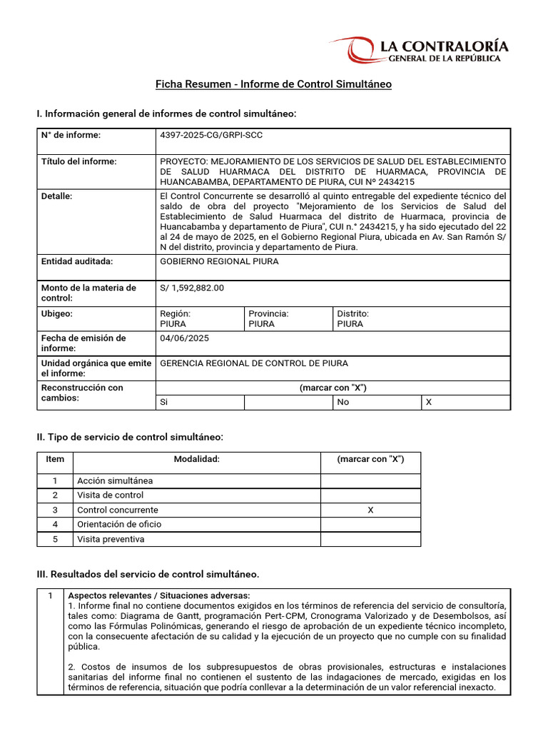 Resumen Informe Hito de Control | PDF