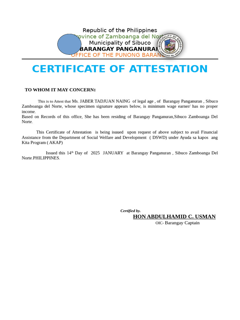 Certificate of Attestation | PDF