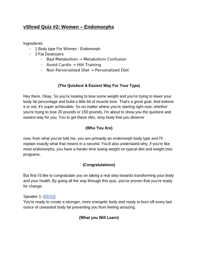 VShred (Women Metamorph) 40min | PDF | Dieting | Aerobic Exercise