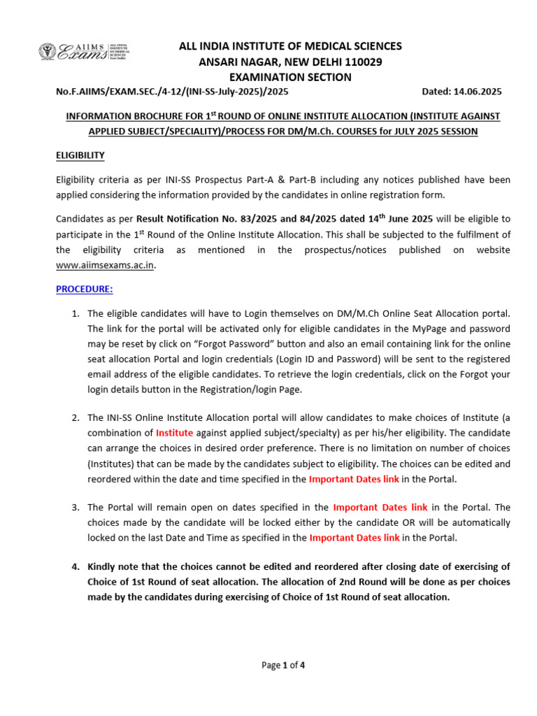 4-Information Brouchure July 2025 Session | PDF