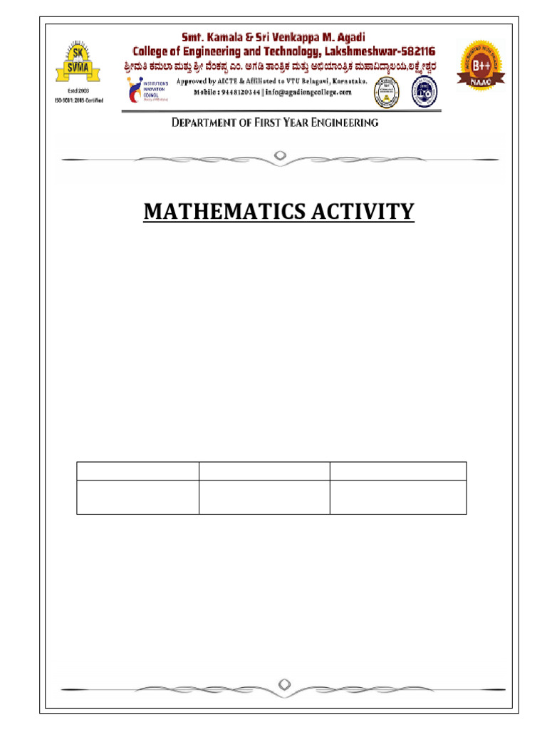 Activity Front Page | PDF