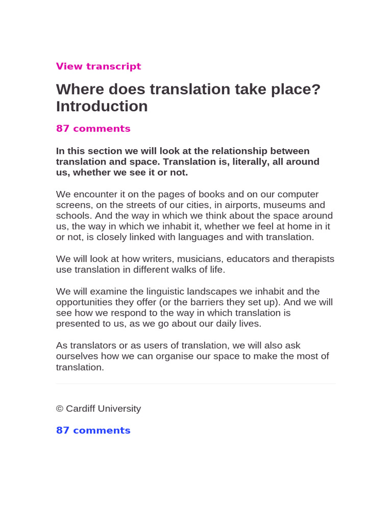 Where Does Translation Take Place | PDF