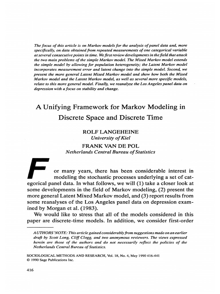 A Unifying Framework for Markov Modelling in Discrete Space and Discrete Time | PDF