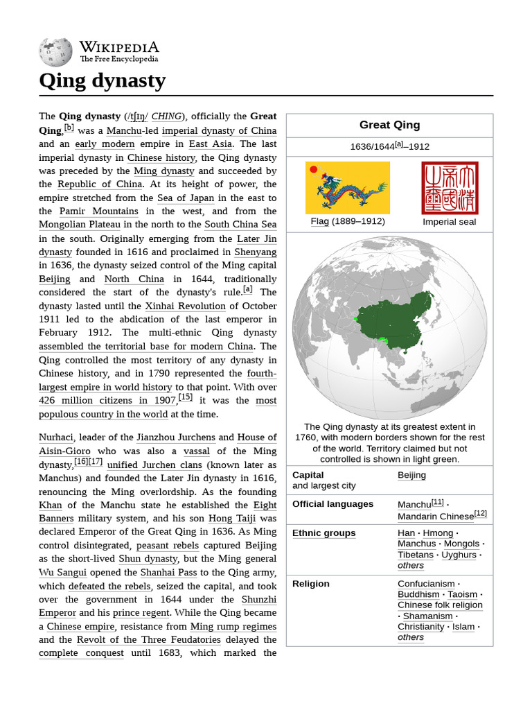 Qing Dynasty | PDF | Qing Dynasty | China