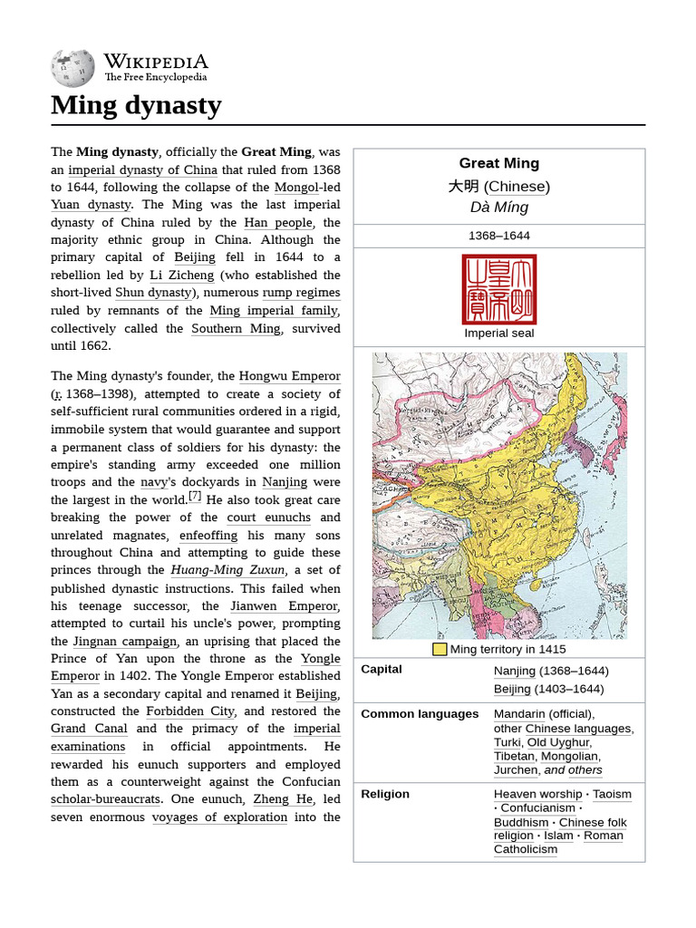 Ming Dynasty: Key Facts and Figures | PDF | Qing Dynasty | Imperial China