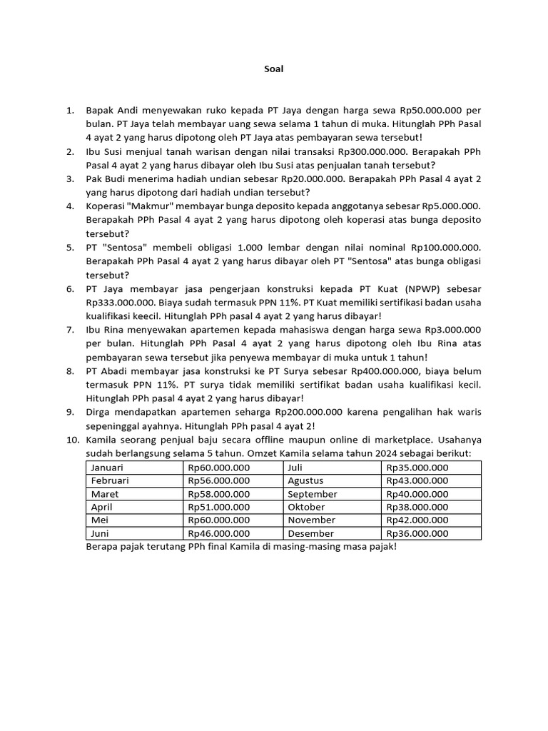 Jurnal PPh Pasal 4 Ayat 2 Sewa dan Jasa | PDF