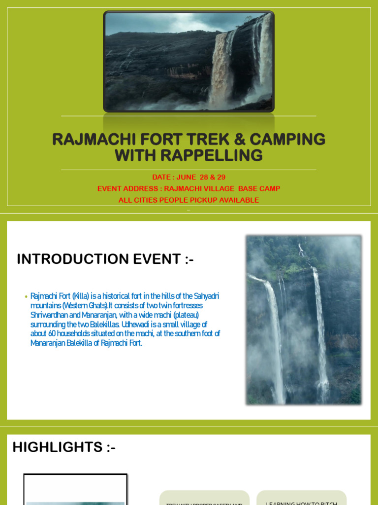 Rajmachi Fort Trek & Camping With Rappelling | PDF