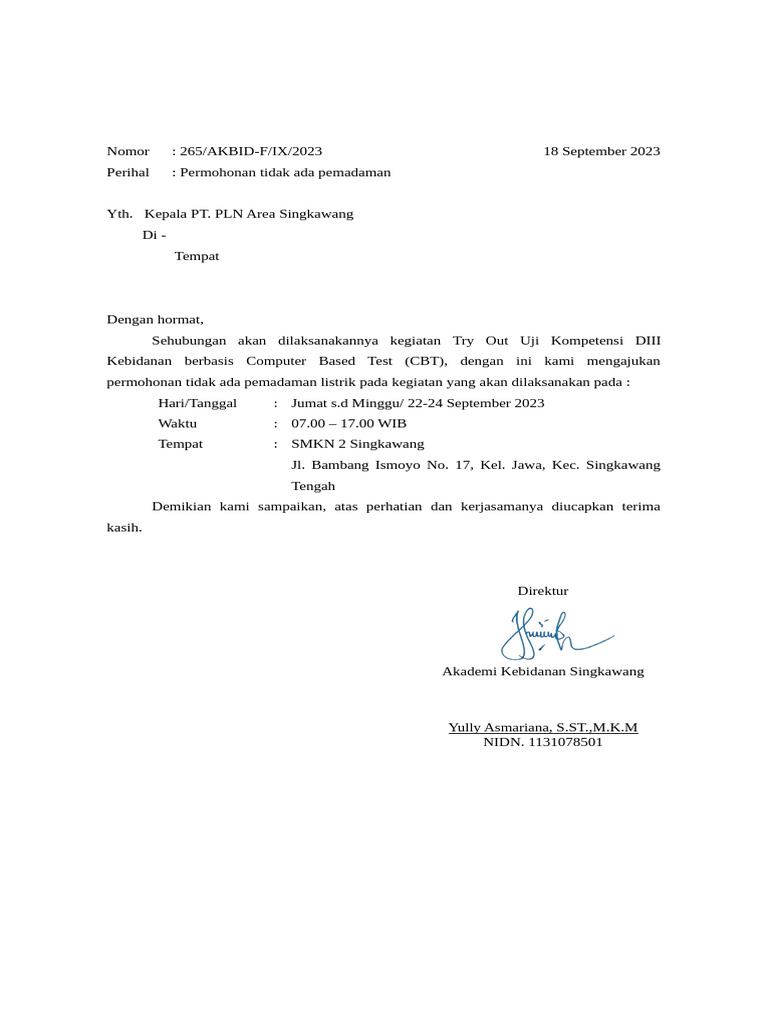 Permohonan Surat Tugas KPD Poltekkes | PDF