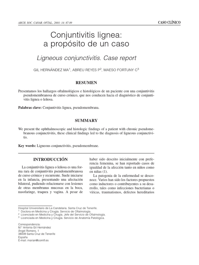 Ligneous Conjunctivitis | PDF | Especialidades Medicas | Enfermedades y ...