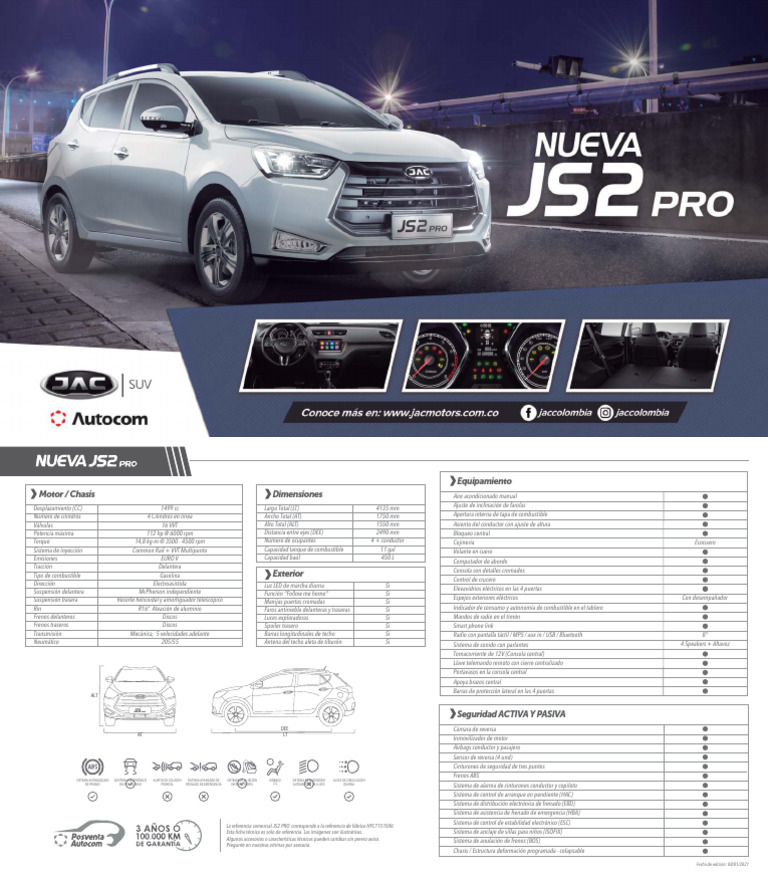 Ficha Tecnnica js2 Pro 2021 Baja | PDF | Vehículo de motor | Carros deportivos