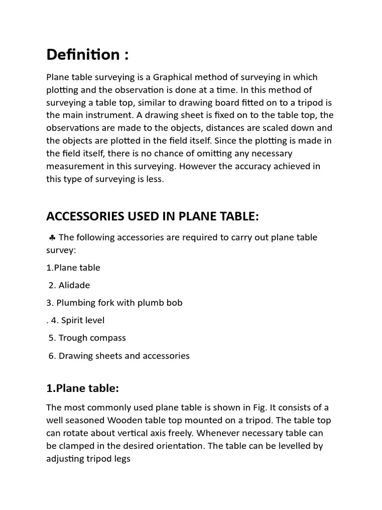 Plane Table Surveying Essentials | PDF | Surveying | Equipment