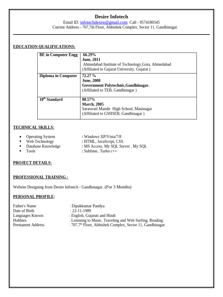 Sample Resume (F) | PDF