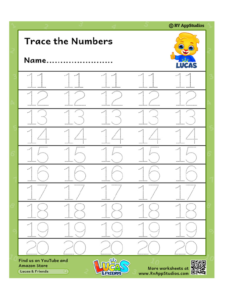 130 Free Printable Worksheets For Kids Trac Numbers 11 20 Worksheets ...