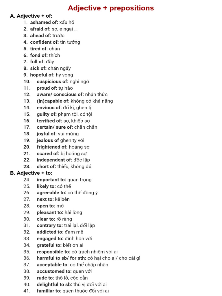 Adjective + Prepositions-5 | PDF