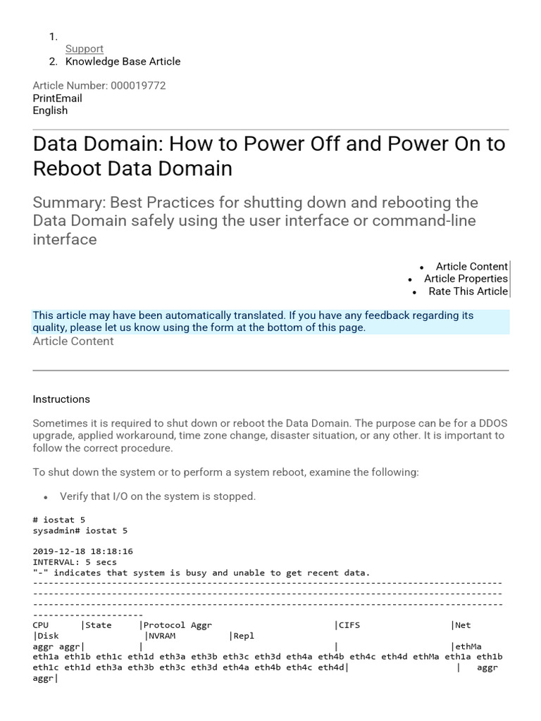 Data Domain - How To Power Off and Power On To Reboot Data Domain | PDF | Information Technology ...