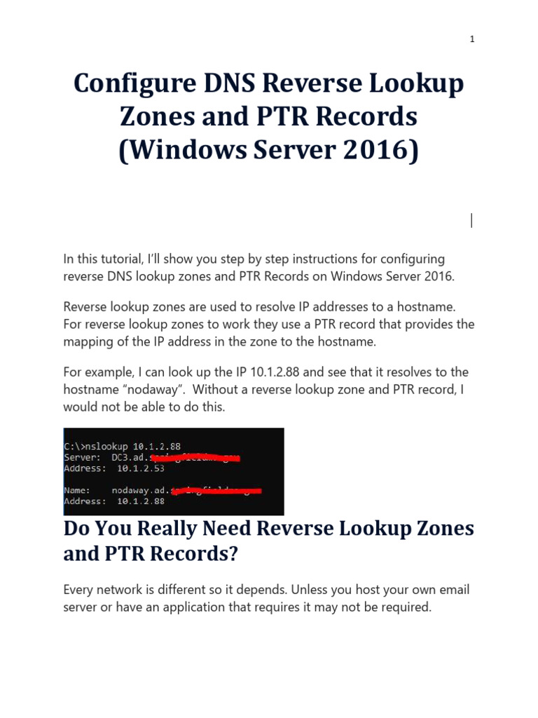 Configure DNS Reverse Lookup Zones and PTR Records (Windows Server 2016 ...