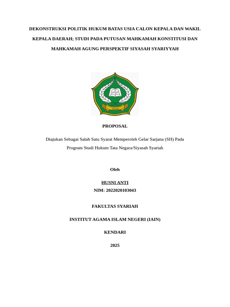 Proposal Husni Anti_2022020103043 | PDF