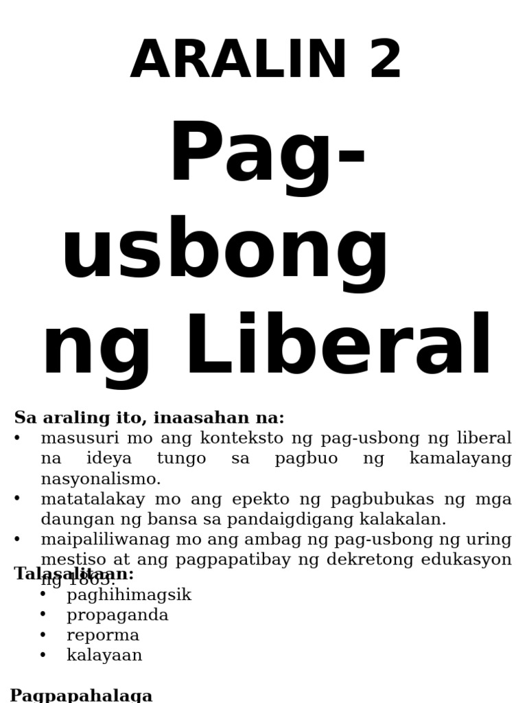 Ap6-Qtr 1-Week 1 - Module 1-Pag-Usbong NG Libiral Na Ideya-AP-q1 - Aralin 1 | PDF