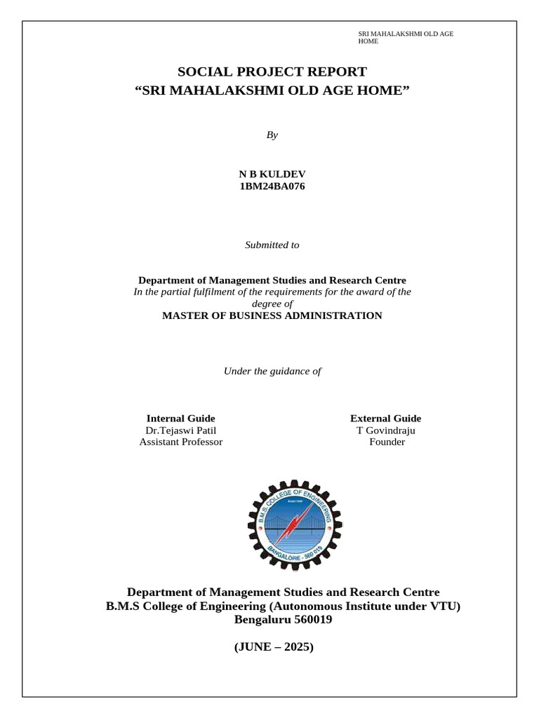 N B KULDEV Societal Project (1) (1) .Doc Word | PDF | Chronic Condition ...
