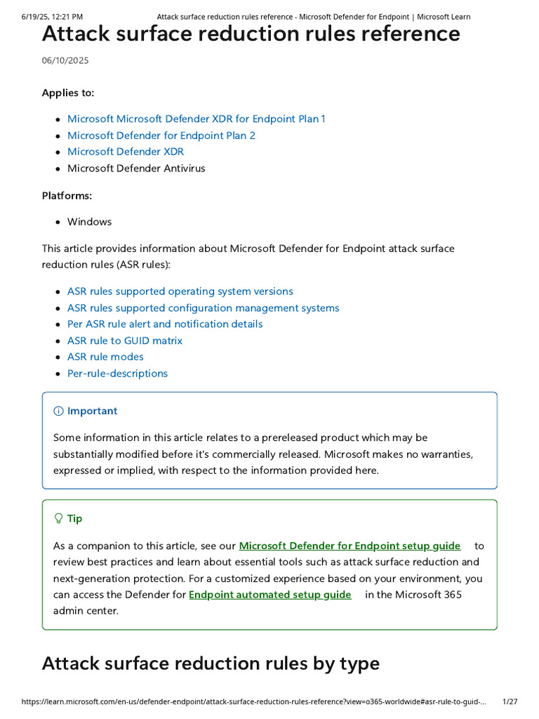XXX-Attack Surface Reduction Rules Reference - Microsoft Defender for ...