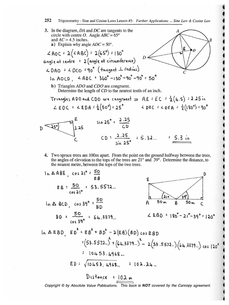 Trigonometry Applications: Sine & Cosine Laws | PDF | Trigonometric ...