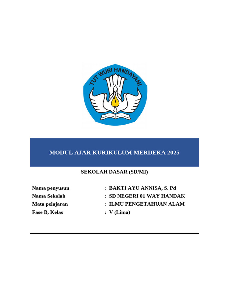 Modul Ajar, IPA - Kelas 5.dinda Reza Fashanova.856602463.6A | PDF