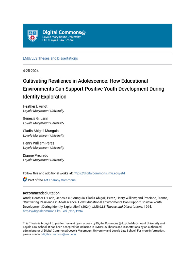 Cultivating Resilience in Adolescence - How Educational Environmen ...