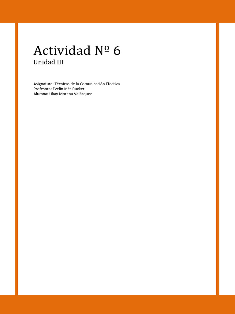 VelazquezU Tecnicasdelacomunicacionefectiva Un3 Act6 | PDF