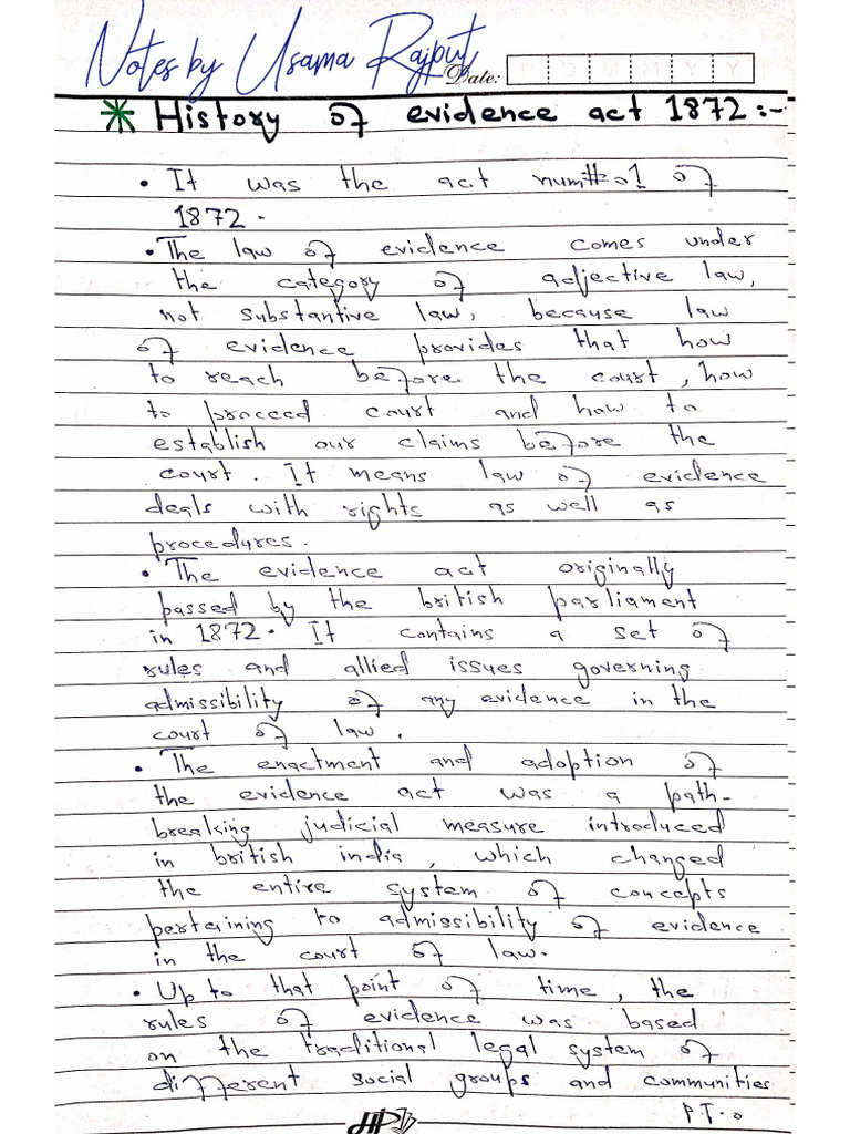 History of Evidence Act 1872 | PDF