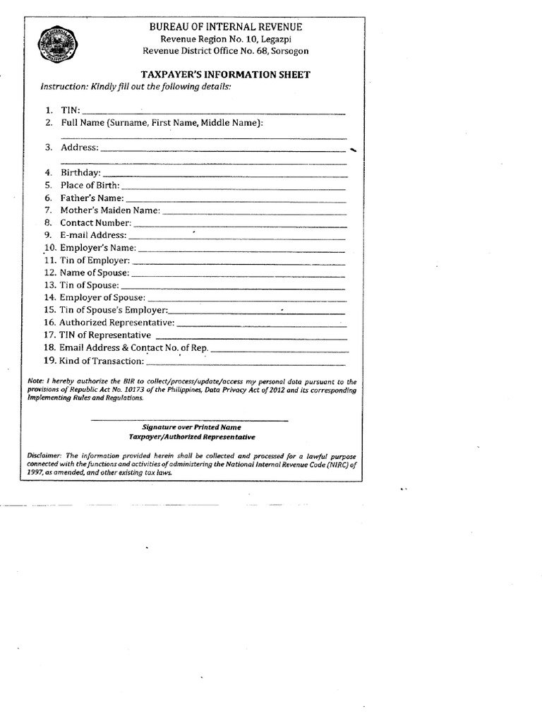 Tax Information Sheet 1 | PDF