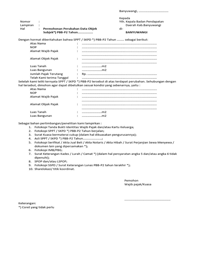 Formulir PBB Tahun 2024 | PDF